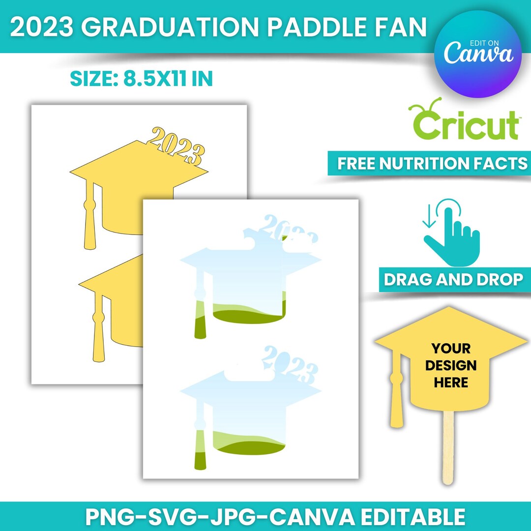 Grad Paddle Fan Template Bundle,canva Editable Template, Custom Grad ...