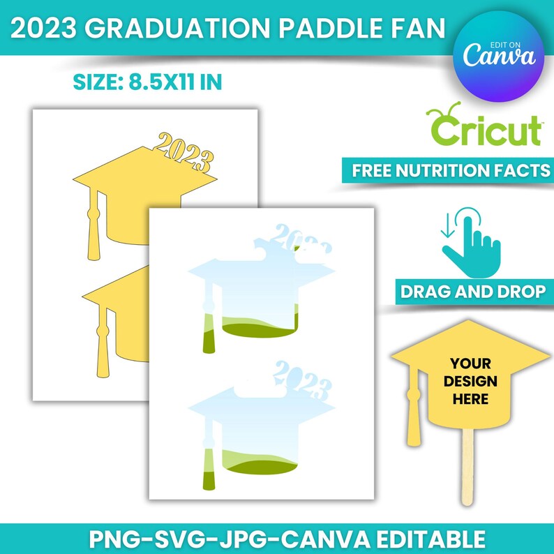 Grad Paddle Fan Template Bundle,canva Editable Template, Custom Grad ...