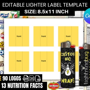 Lighter Label Template Lighter Wrapper Template Sublimation - Etsy