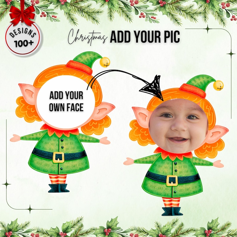 Christmas Elf Face PNG Bundle: DIY Photo Booth, Class Decor (digital ...