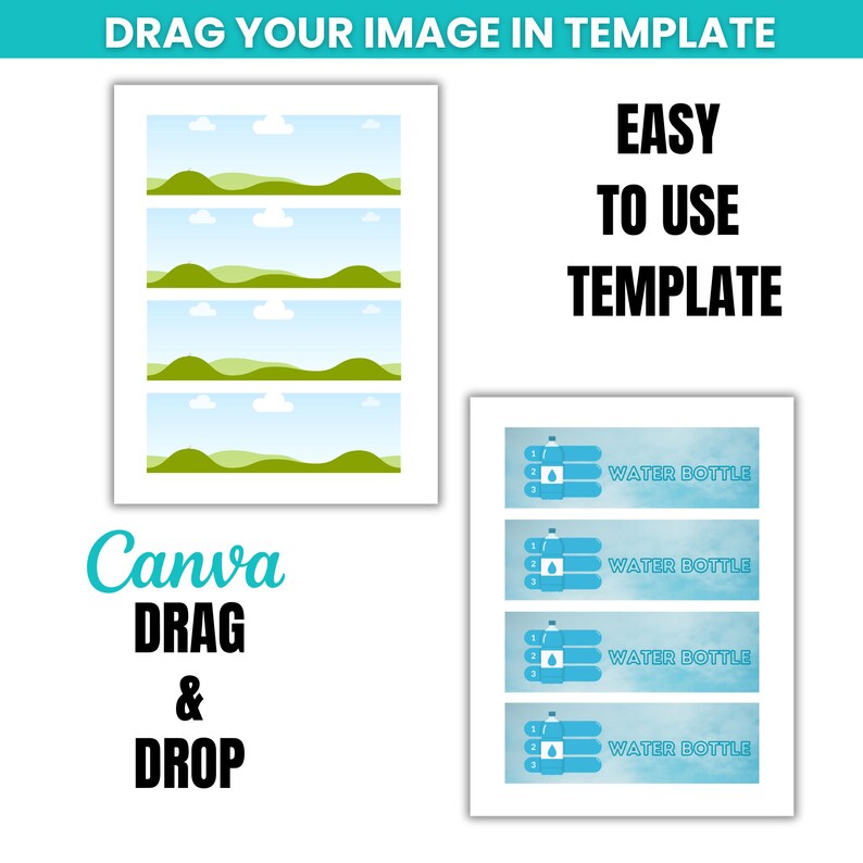 Water Bottle Label Template: 8oz Canva Editable, Cricut SVG (digital ...