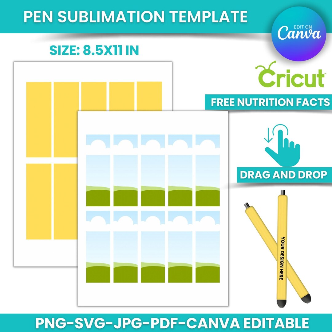 Pen Sublimation Template: Canva Editable Pen Wrap (digital Download) - Etsy