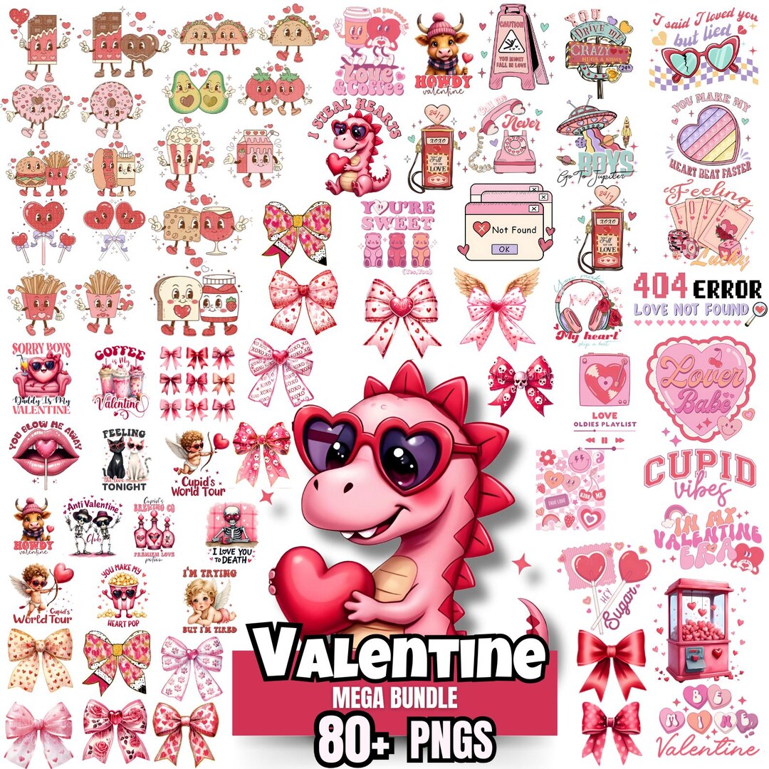 80 Valentine's Day PNG Bundle, Valentine Day PNG'S ,valentine Design ...