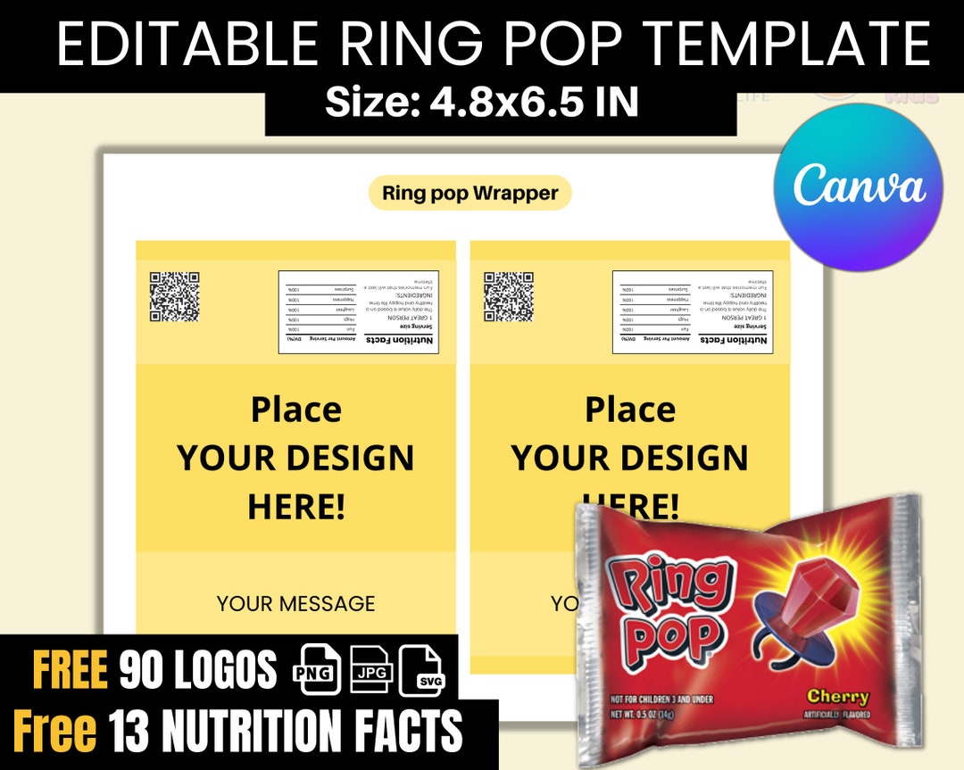 Ring Pop Template Ring Pop Wrapper Ring Pop Wrapper - Etsy Ring Pop Template Ring Pop Wrapper Ring Pop Wrapper - Etsy