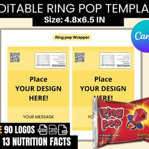 Ring Pop Template Ring Pop Wrapper Ring Pop Wrapper - Etsy