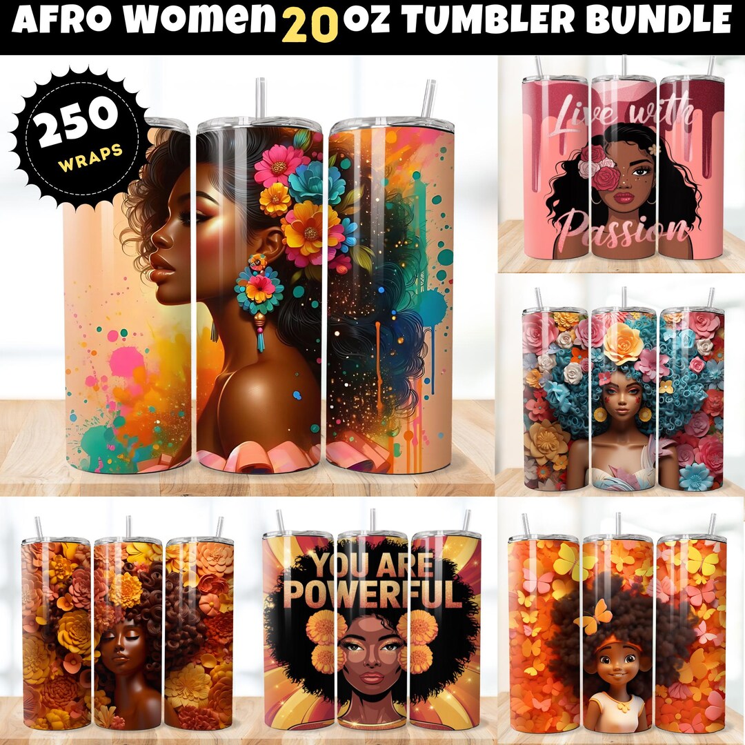 Afro Women Tumbler Wrap Bundle: 20oz PNG Designs (commercial Use) - Etsy