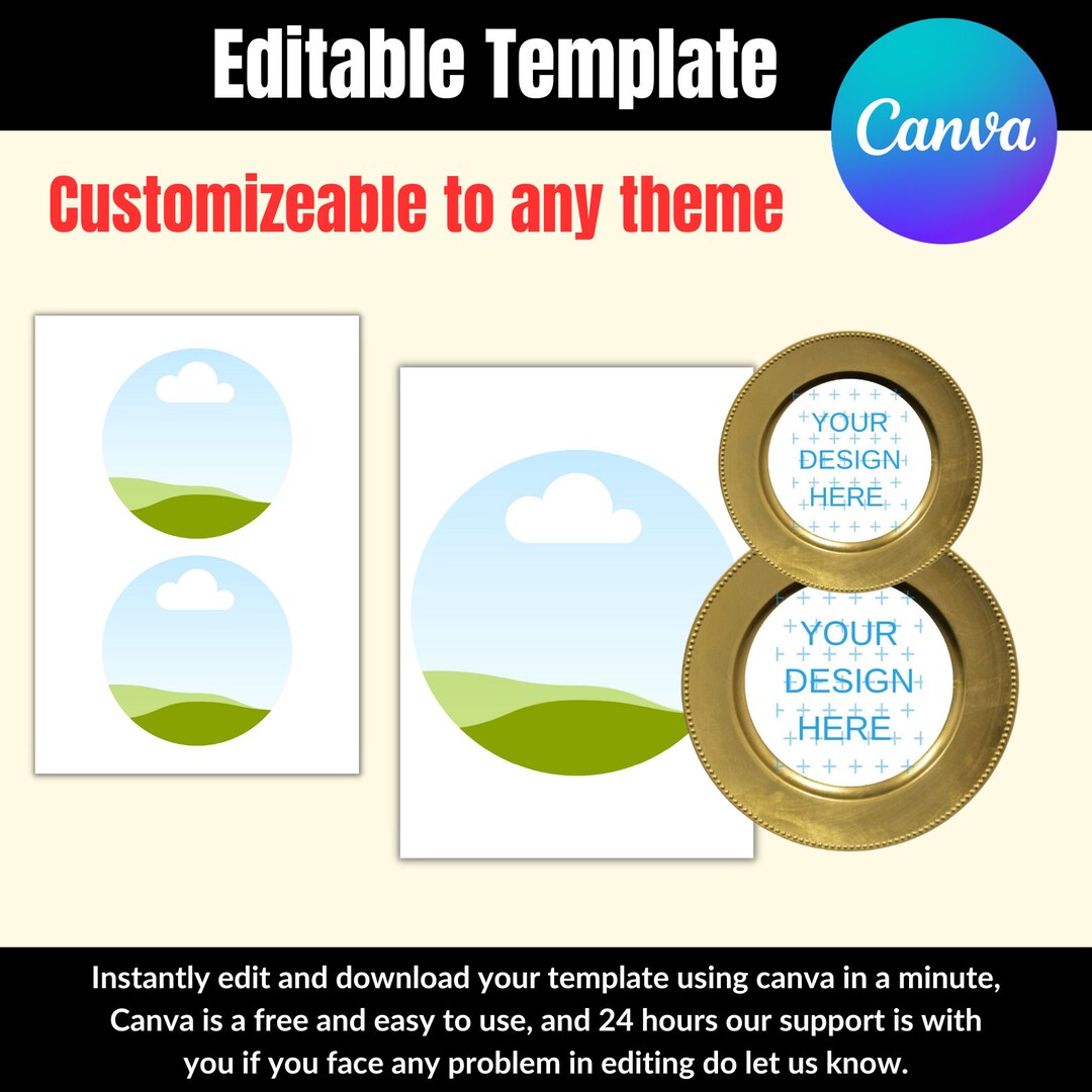 5inch and 8inch Plate Charger Template 2 Sizes, Plate Insert Template ...