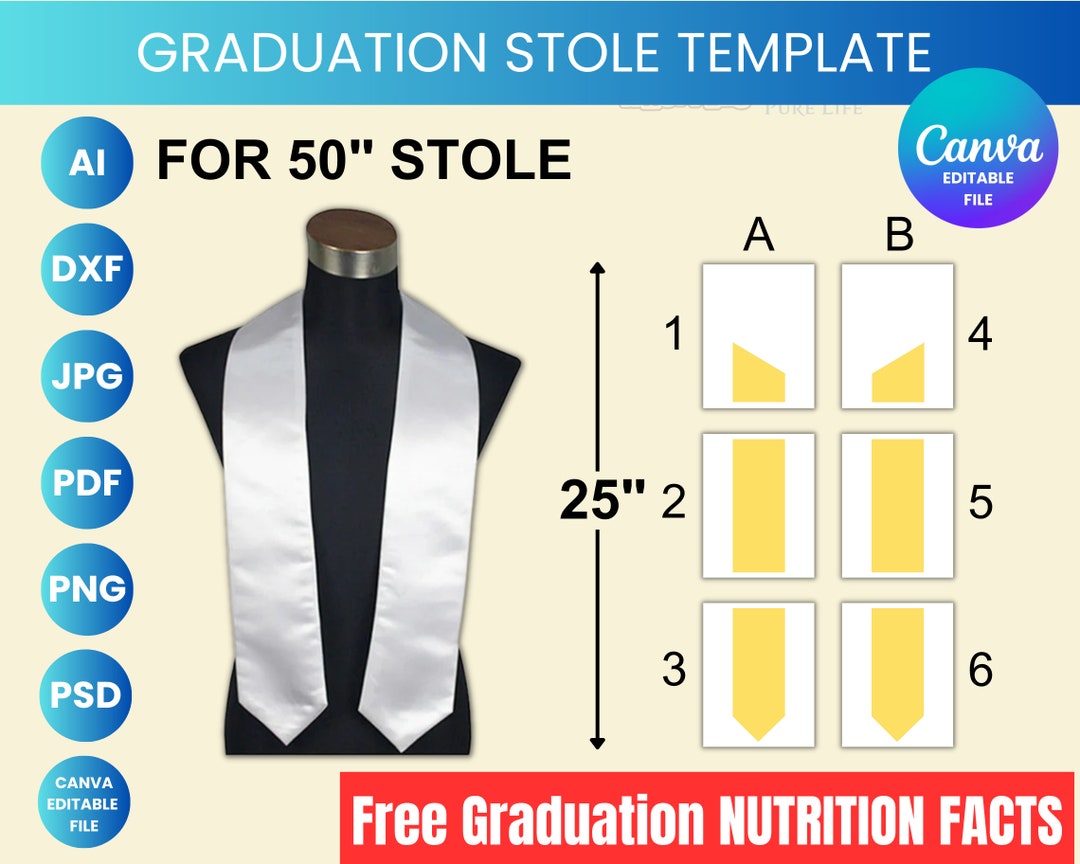 50 Kid Stole Template Graduation Stole Template Stole - Etsy
