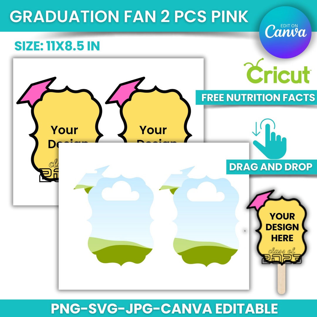 Pink Grad Paddle Fan Template, Custom Grad Fan, Graduation Fan Template ...