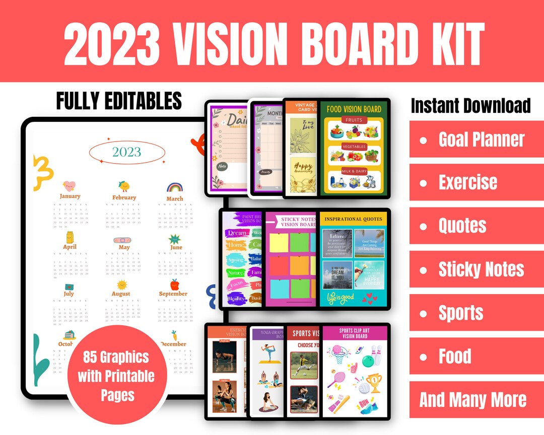 2023 Vision Board Kit: Printable Manifestation Images (digital Download ...