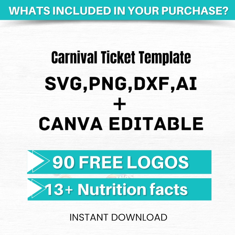 Carnival Ticket Template: Canva Editable, Drag & Drop (digital Download ...