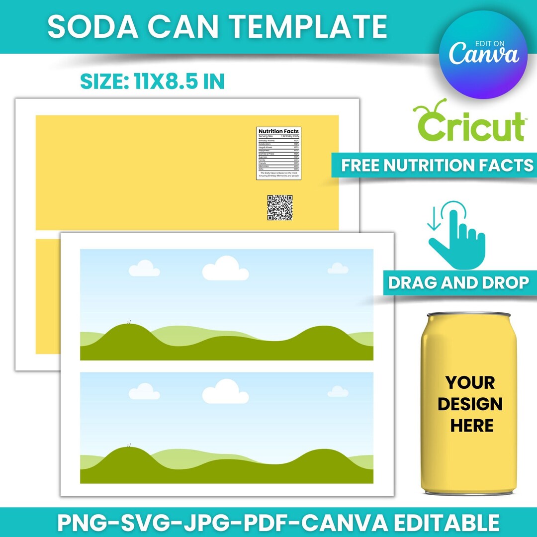 Soda Can Template, Blank Soda Can Wrapper Template, Party Favor Can ...