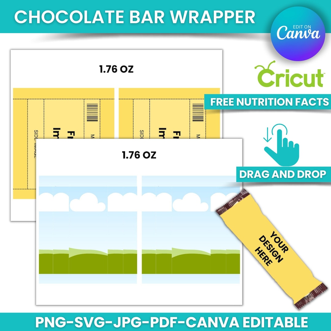 Chocolate Bar Wrapper Template, 1.76 Chocolate Editable Template, Party ...
