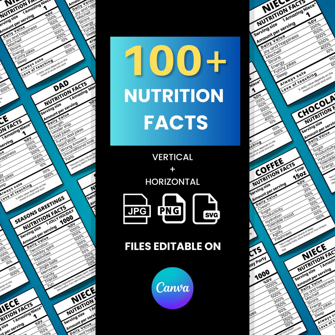 100+ Nutrition Facts Template Bundle: Editable Canva Templates (digital ...