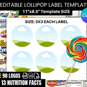Editable Lollipop Label Template Lollipop Label Template SVG - Etsy