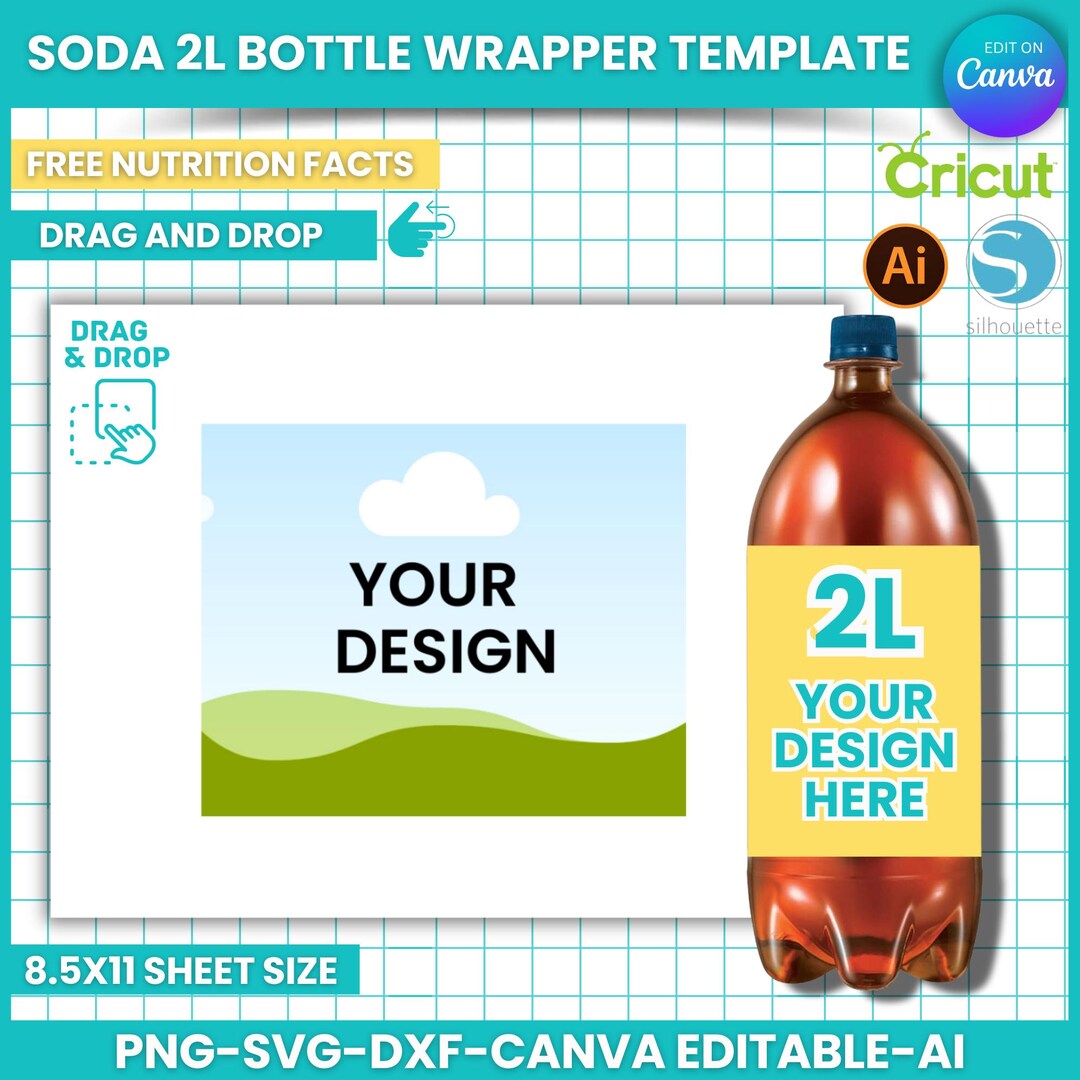Soda Bottle Wrapper Template: Canva Editable Party Favor (digital ...