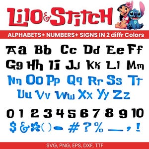 Lilo and Stitch SVG | Lilo and Stitch Alphabet PNG| Stitch TTF ...
