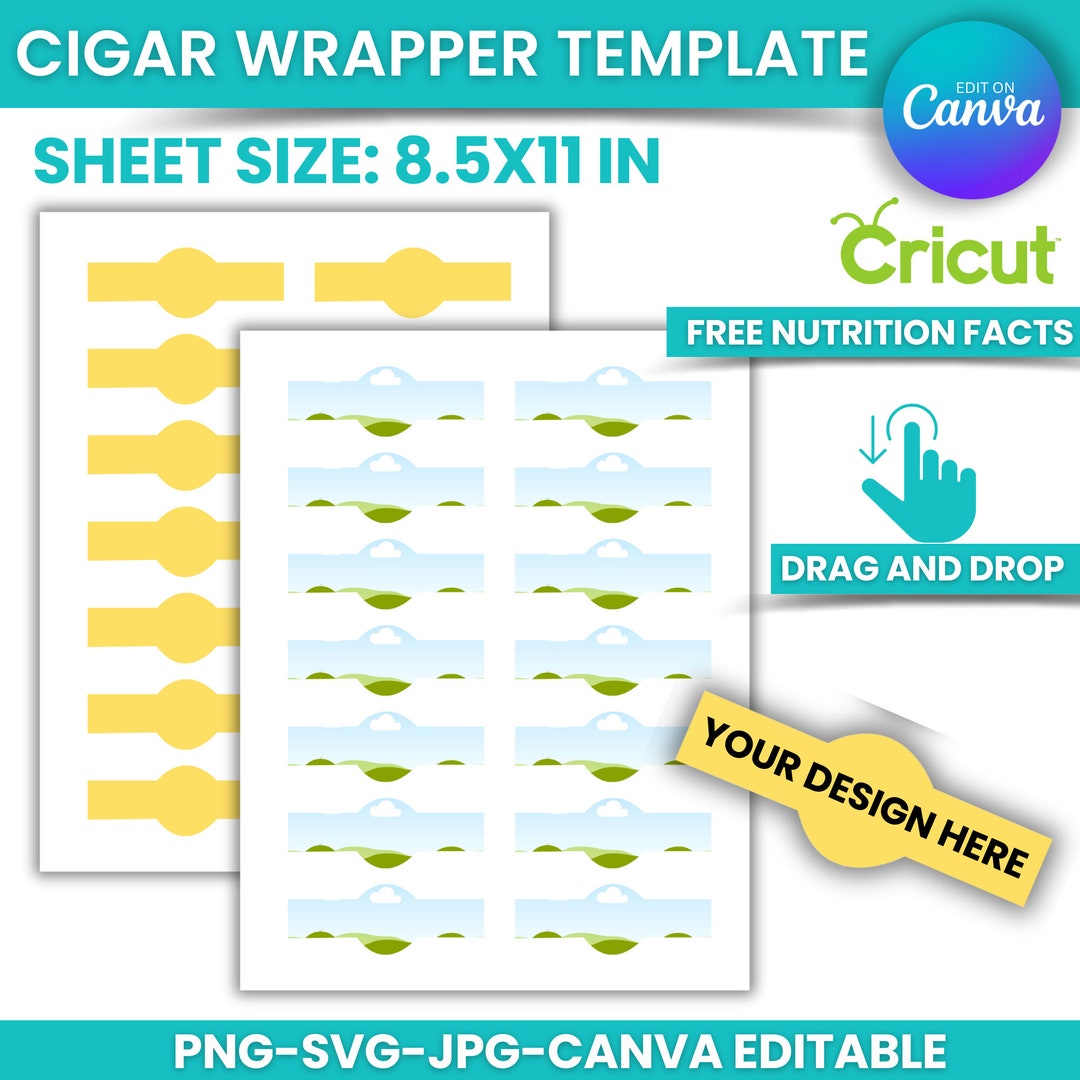 Cigar Wrapper Template, Cigar Label Template, Canva Editable Wrapper ...