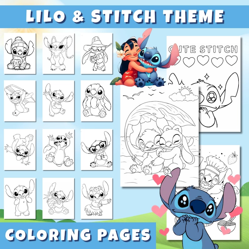 Lilo & Stitch Coloring Pages: 100 Kids' Activity Sheets (digital PDF ...