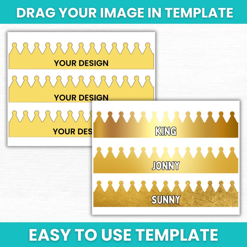 Editable Crown Party Hat Template: Printable Kids Party Favor (SVG, PNG ...