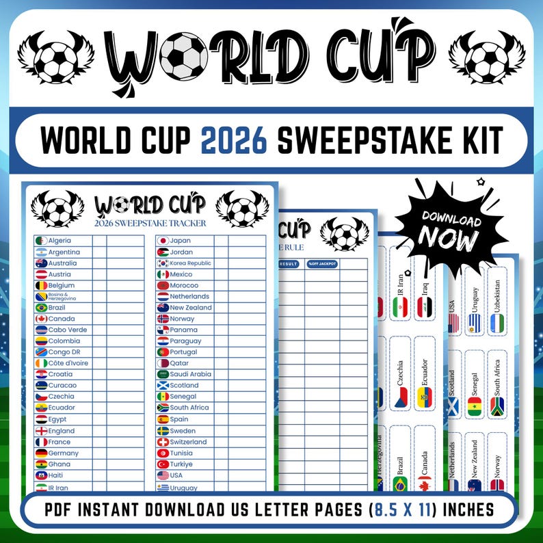 World Cup 2026 Sweepstake Kit, Soccer Sweepstakes, Football Office Pool ...