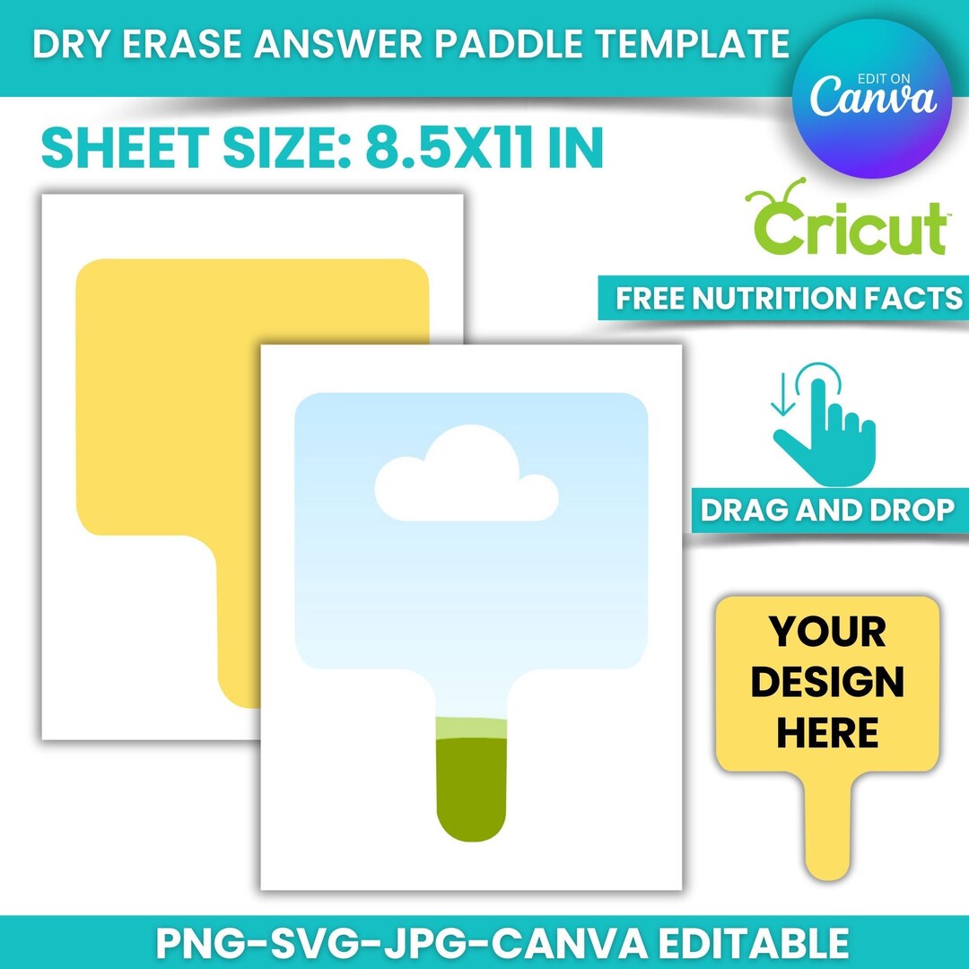 Dry Erase Answer Paddle Template: Editable Canva, Cricut (digital) - Etsy