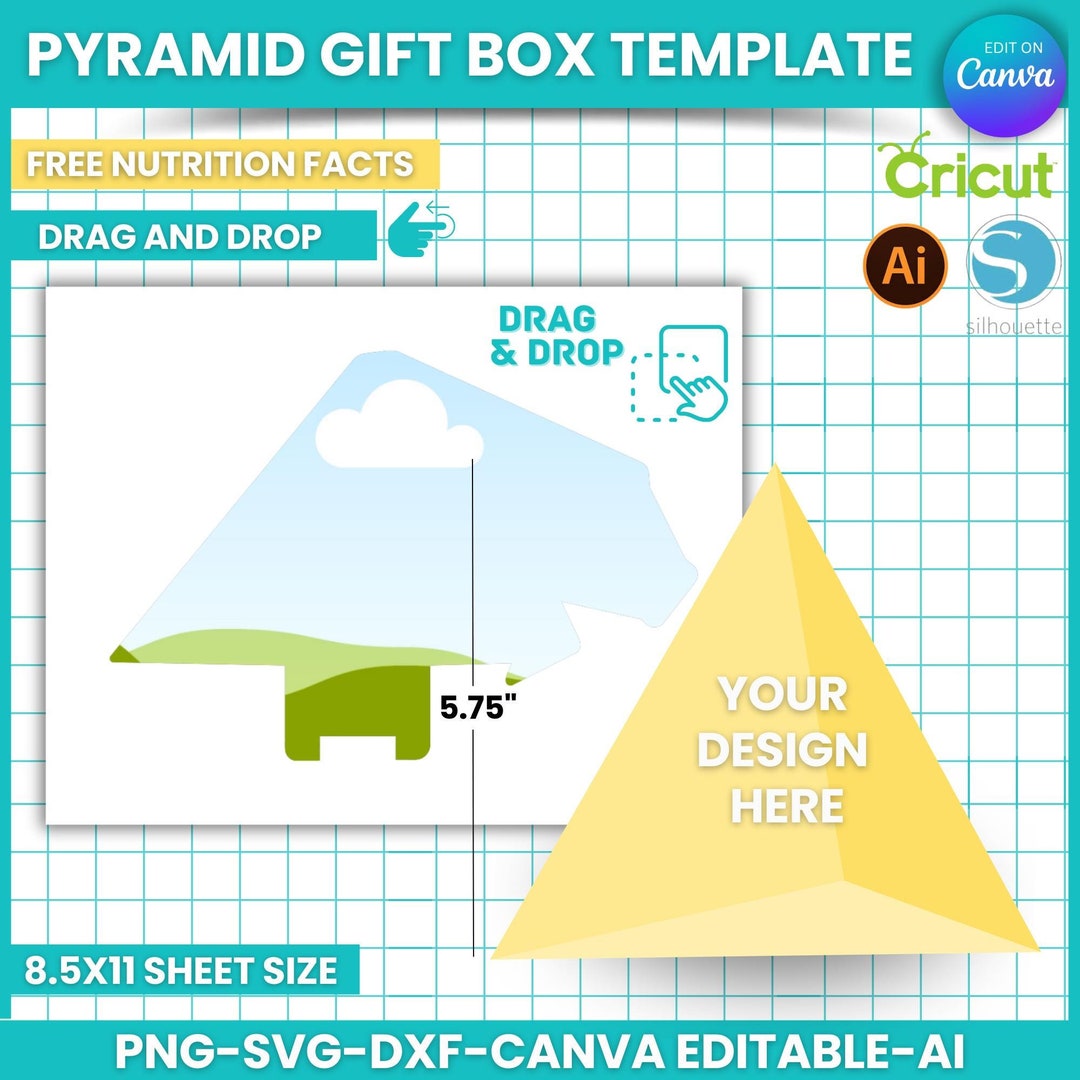 Editable Pyramid Gift Box Template: Canva, SVG, Cricut (printable) - Etsy