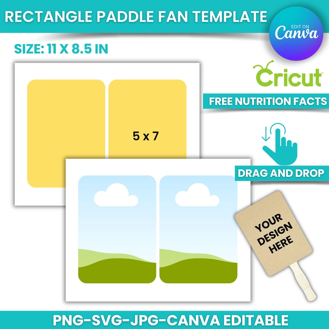 Rectangle Paddle Fan Template, Canva SVG, Png, 8.5"x11" Sheet ...