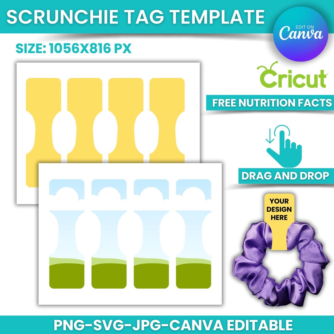 Scrunchie Tag Set Bold Style DIGITAL PDF, Printable Scrunchie Holder ...