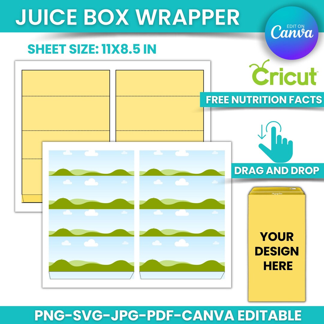 Juice Box Wrapper Template, Juice Box Template, Juice Box Label Svg ...