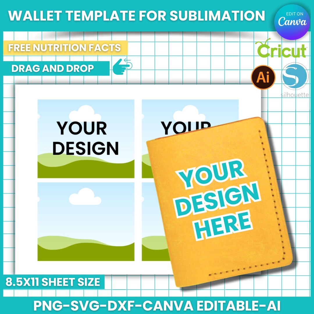 Bifold Wallet Template ,wallet Sublimation Svg , Drag and Drop , Canva ...