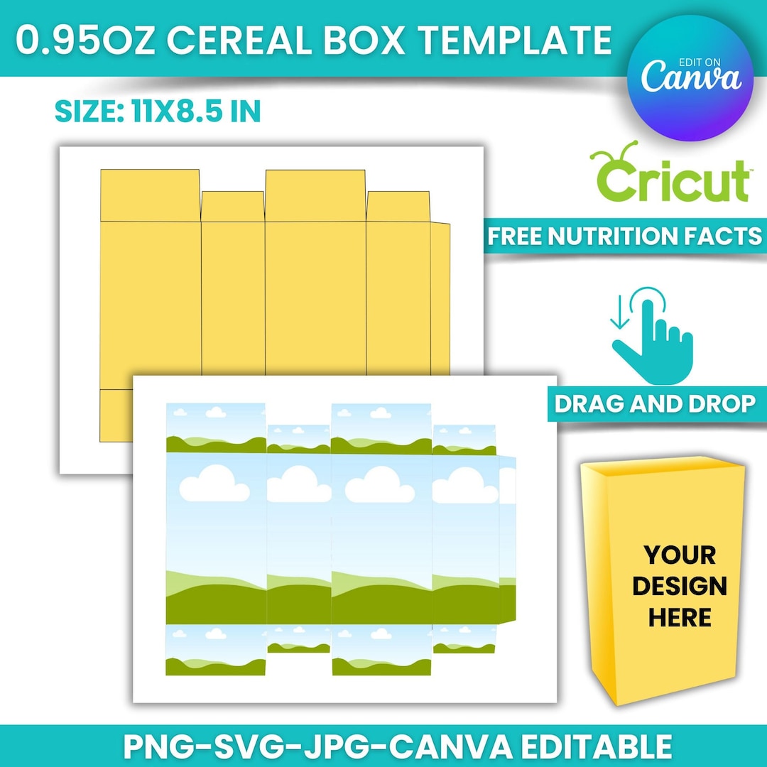 Cereal Box Blank Template: Canva, SVG, Printable (instant Download) - Etsy