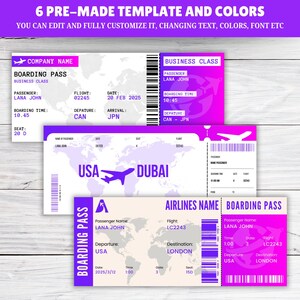 Editable Boarding Pass Template: Surprise Vacation Ticket (digital ...