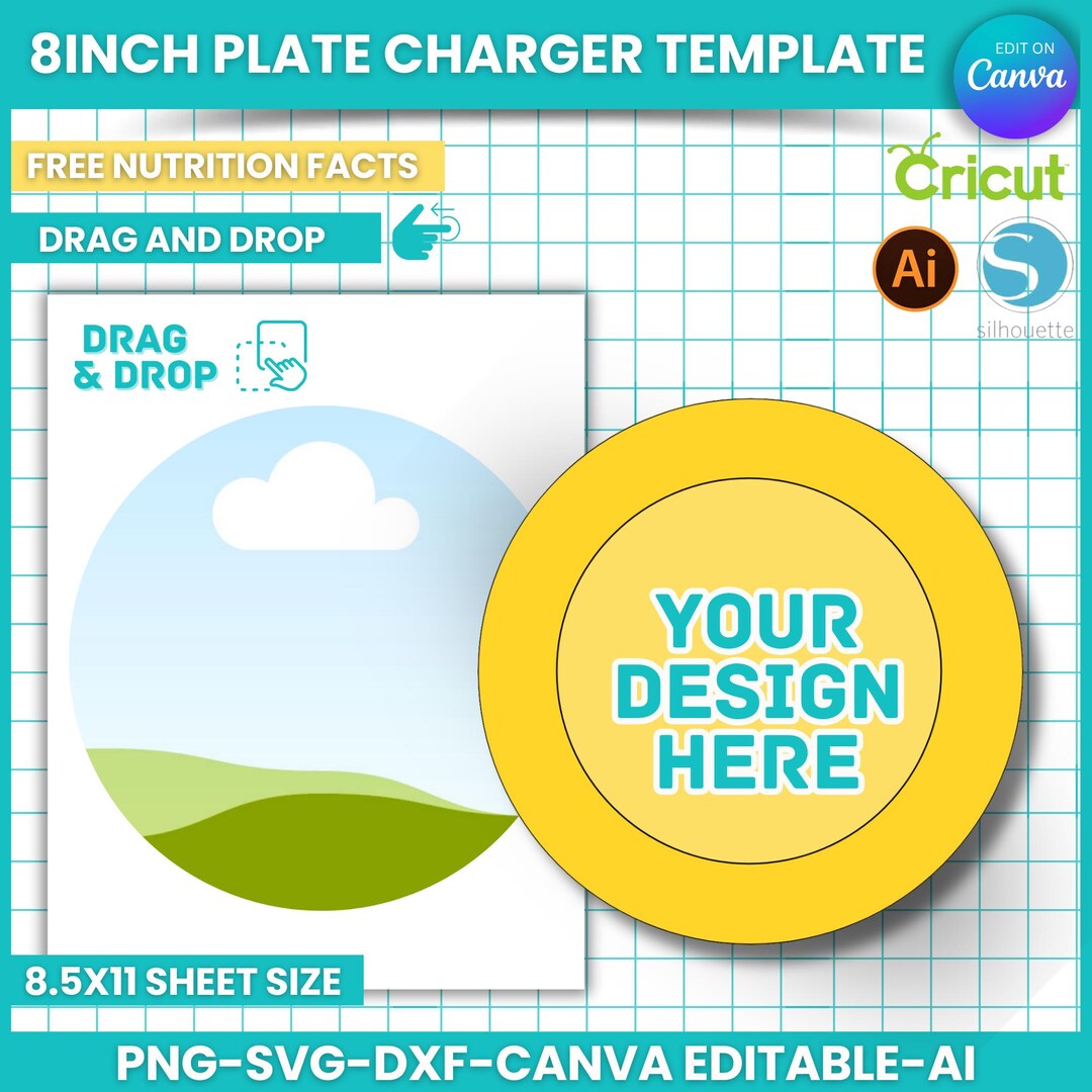 8 Inch Plate Charger Template: Editable Canva Insert (digital Download ...