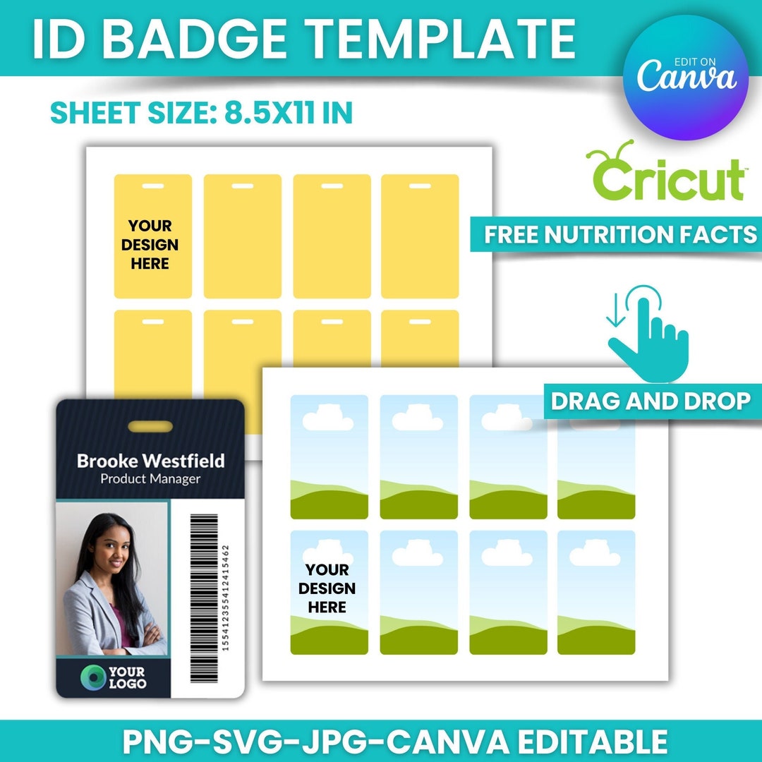 Customizable ID Badge Template: Canva Editable, Printable (digital ...