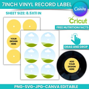 7-inch Vinyl Record Label Template: Custom Canva Frame (digital ...