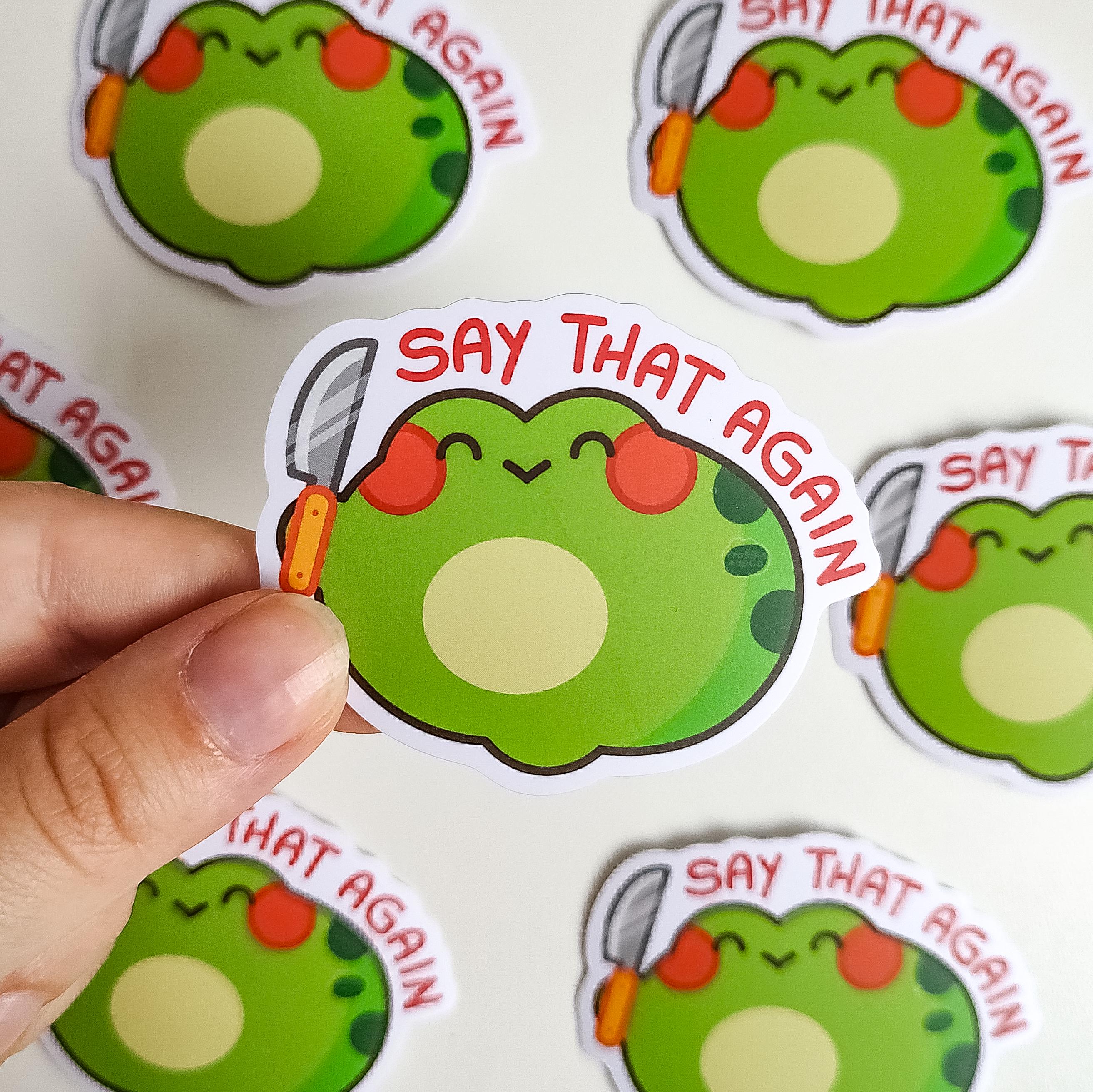 Say That Again! - Frog Matte Die Cut Sticker | Frog Stickers | Cute ...