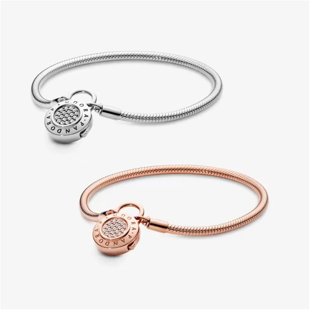 Pandora Pavé Padlock Clasp Snake Chain Bracelet, Fit Pandora Moments ...