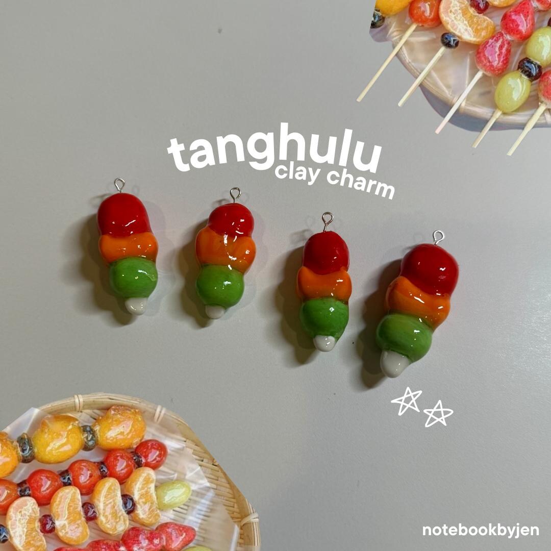 Glossy Tanghulu Clay Charm | Grape, Orange, Strawberry | Fruit Buddy - Etsy