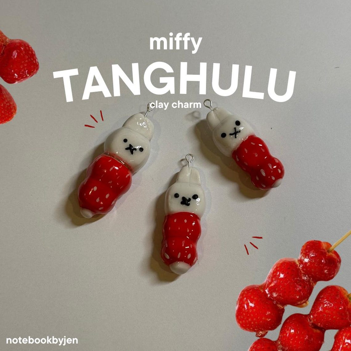 Strawberry Miffy Tangulu Polymer Clay Charm - Etsy