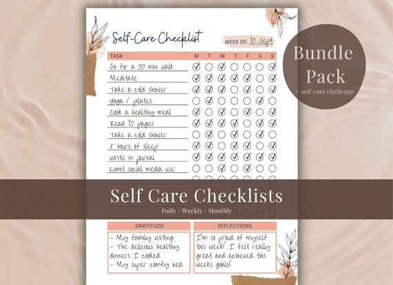 Self Care Checklist Self-care Planner Printable Selfcare - Etsy