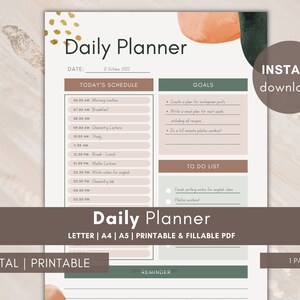 Pink and Green Daily Planner, Simple Hourly Schedule, Aesthetic ...
