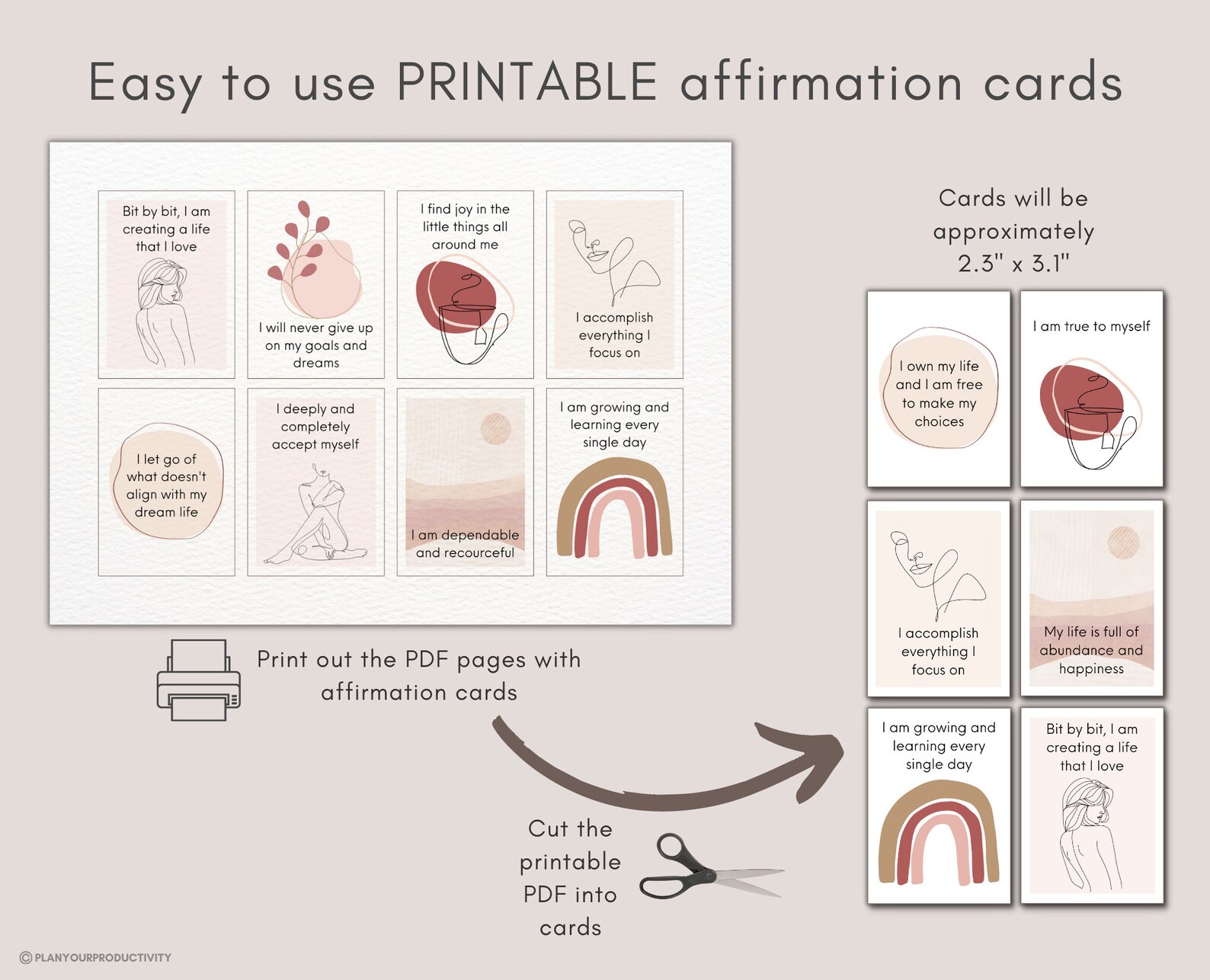 Positive Affirmation Card Deck Vision Board Printables Cards - Etsy