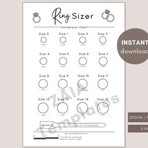 Printable Ring Sizer | Ring Size Inches | Printable Measuring Tool ...