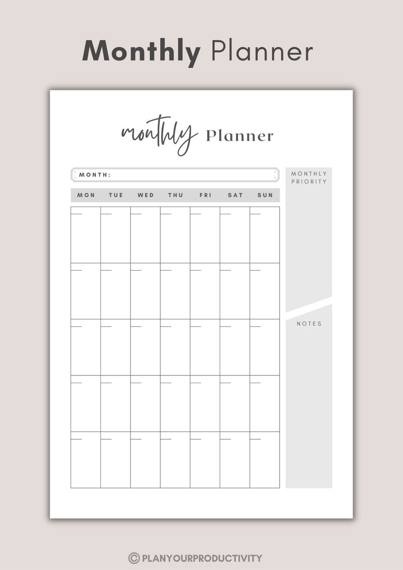 Daily Weekly Monthly Planner, Printable Schedule, Everyday Reflection ...