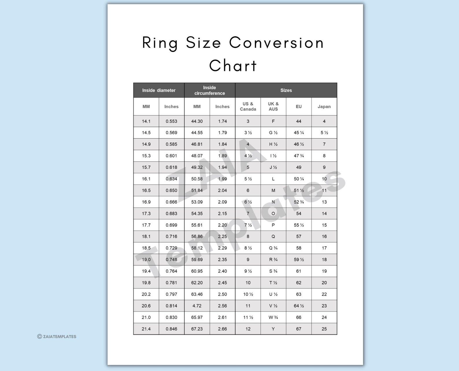 Printable Ring Sizer Pdf – Instant Download | Universal US/EU/AU Ring ...