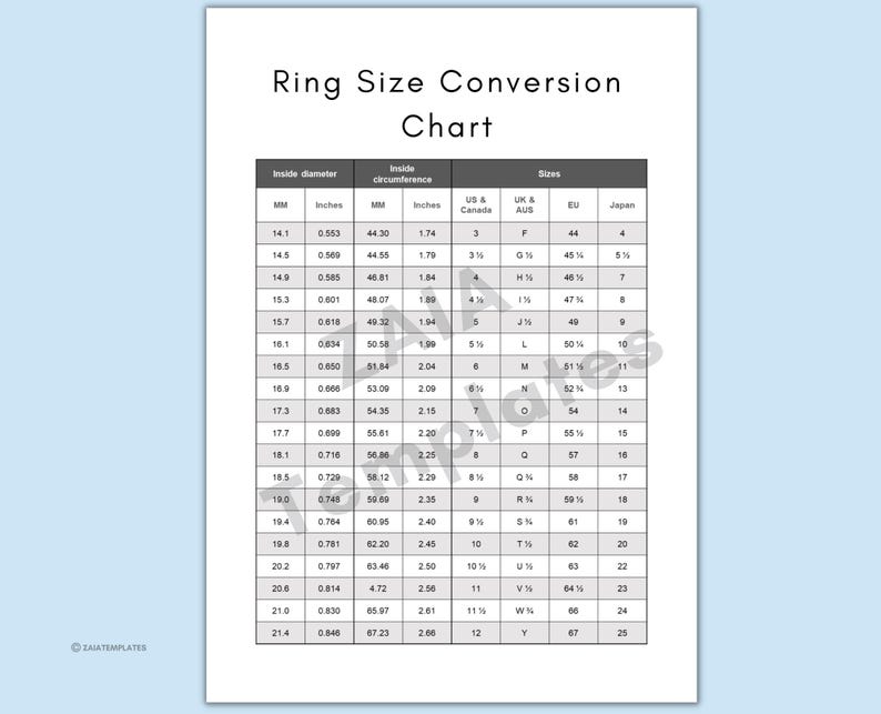 Printable Ring Sizer Pdf – Instant Download | Universal US/EU/AU Ring ...