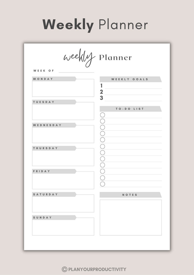 Daily Weekly Monthly Planner, Printable Schedule, Everyday Reflection ...
