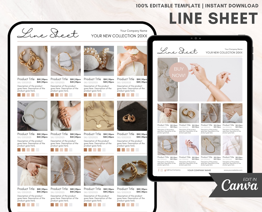 Printable Line Sheet | Wholesale Line Sheet, Wholesale Catalogue, Line ...