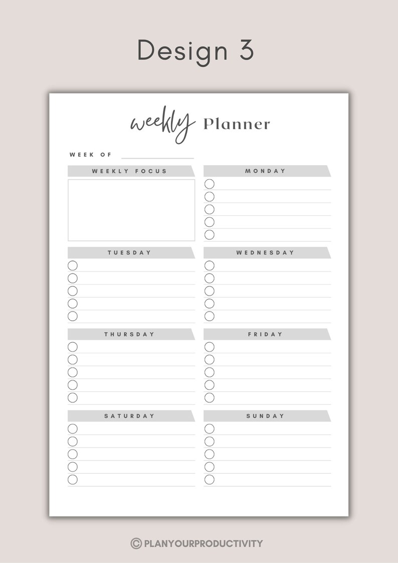 Weekly Planner Printable Schedule Everyday Reflection Goal - Etsy